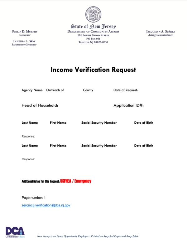Zero Income Verification | NJ 2-1-1 Partnership